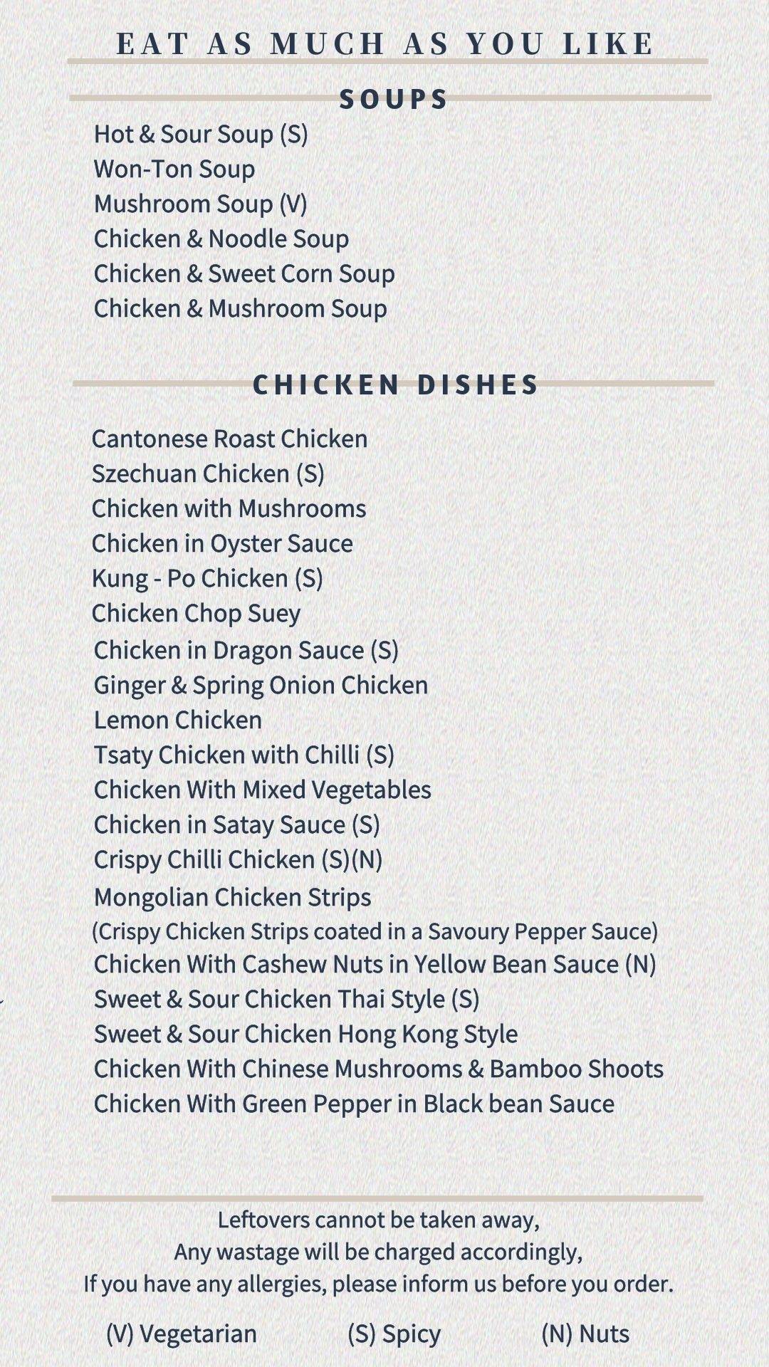 Menu at China Wei restaurant, Longfield