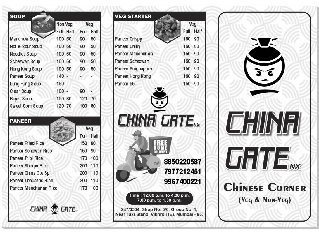 Menu at China gate Nx, Mumbai
