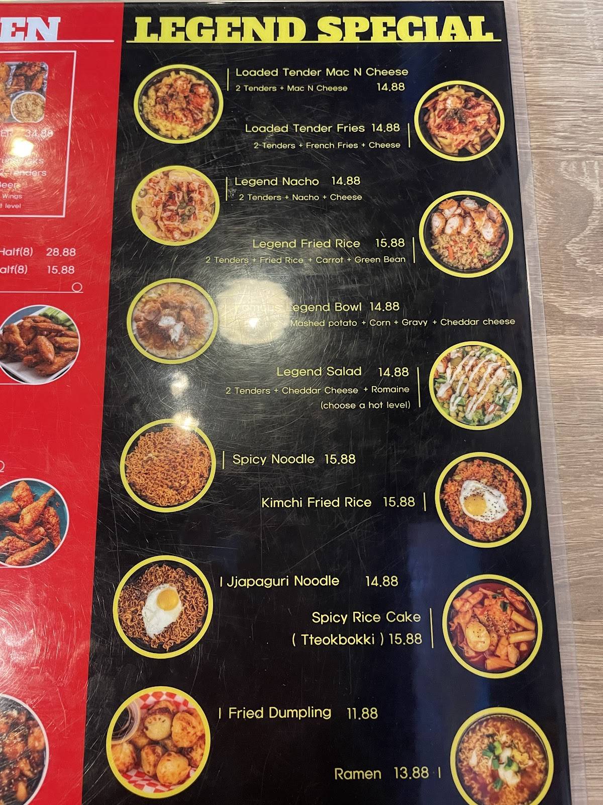 Menu at Legend Hot Chicken Restaurant, Chino Hills