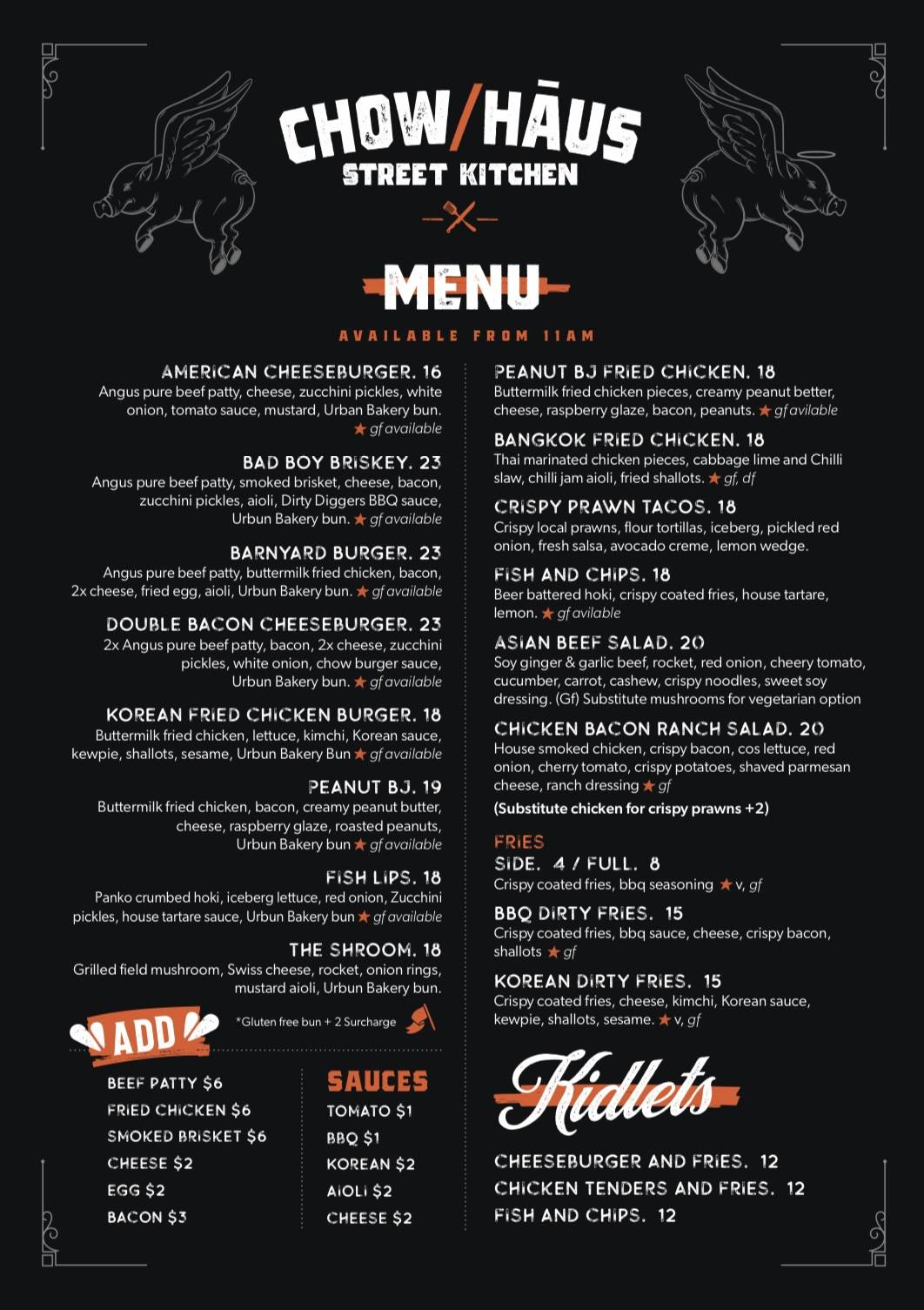Menu at Chow Haus restaurant, Port Macquarie, 11 Mcinherney Cl