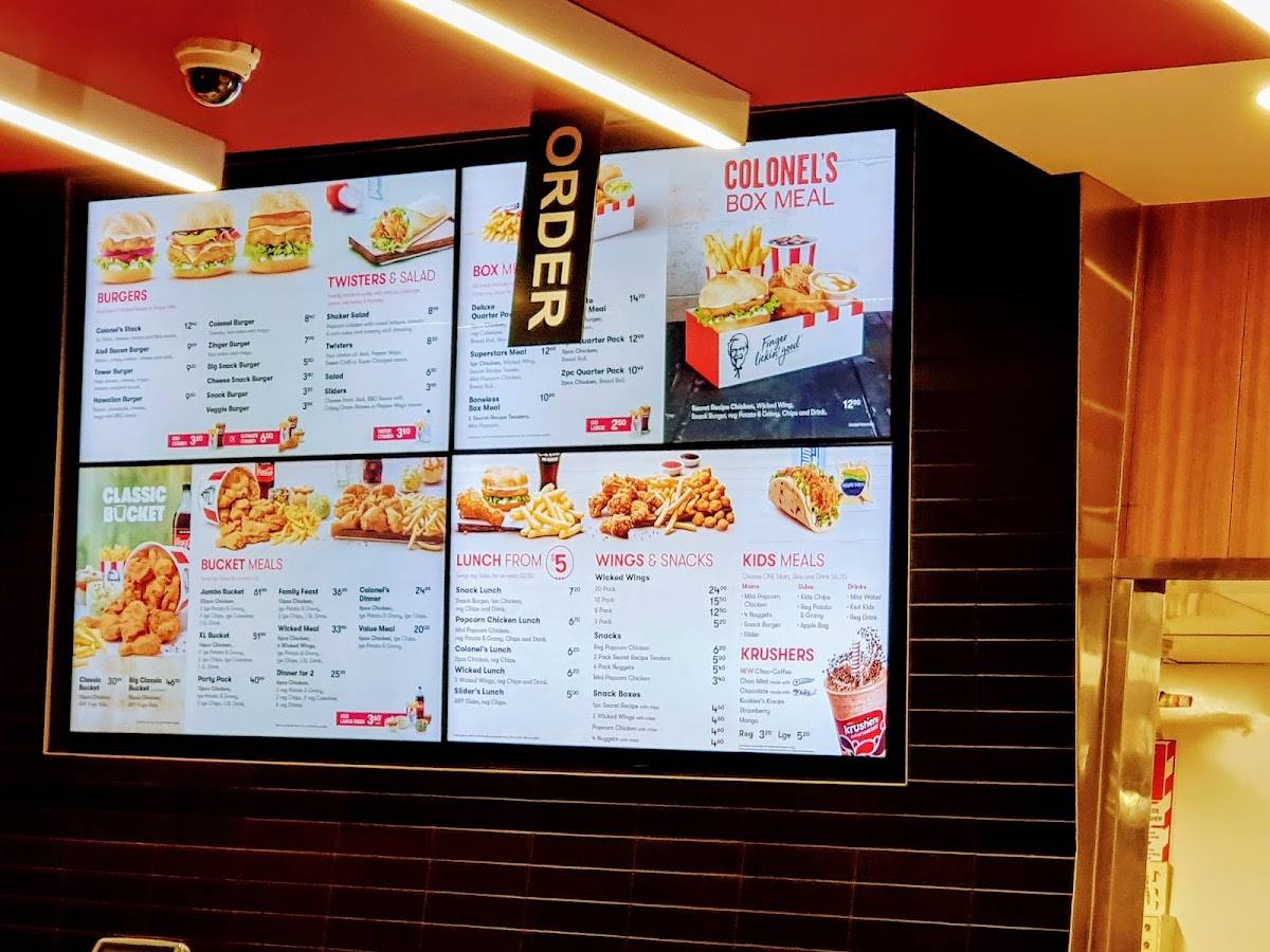 Carta del restaurante KFC Eastgate, Christchurch, Buckleys Rd and