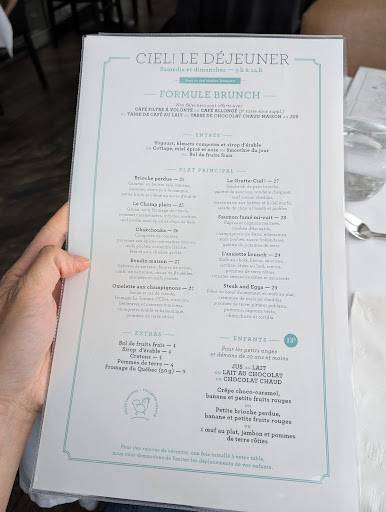 Menu au Ciel! Bistro Bar Tournant, Québec