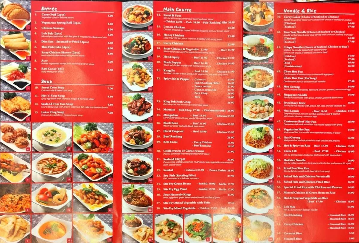 Menu at Cinta Raya Restaurant, Scoresby
