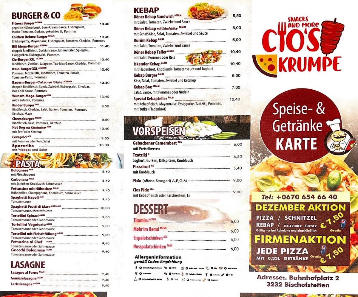Speisekarte von Mamis Krumpe restaurant, Bischofstetten