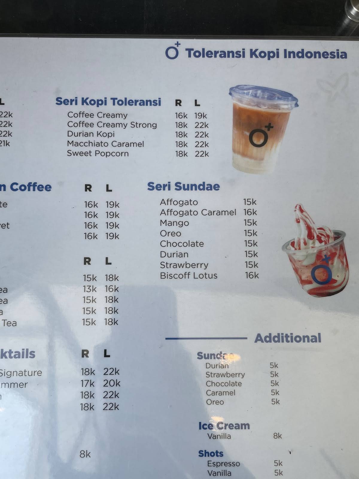 Menu at Toleransi Kopi Jatinangor restaurant, Cipacing