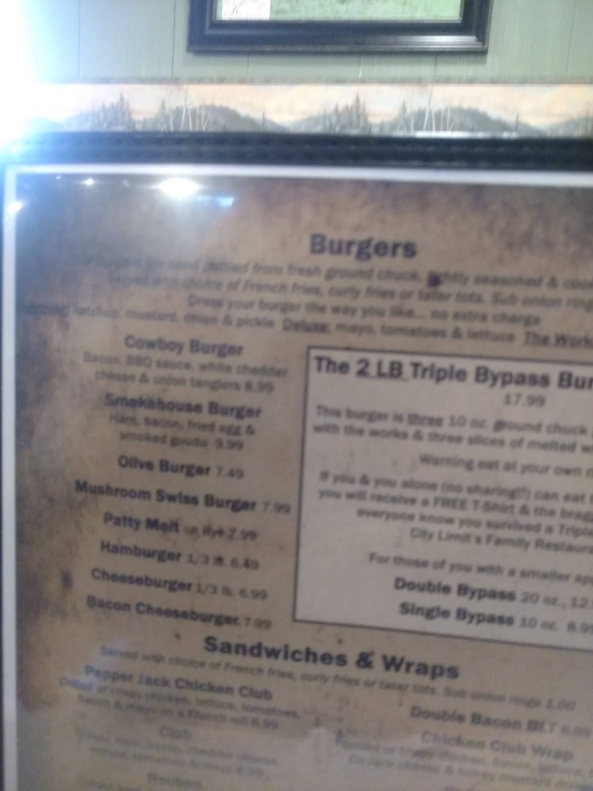 Menu at City Limits restaurant, Newaygo