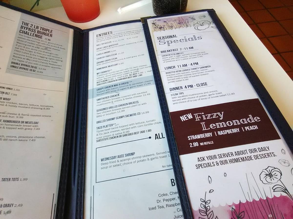 Menu at City Limits restaurant, Newaygo