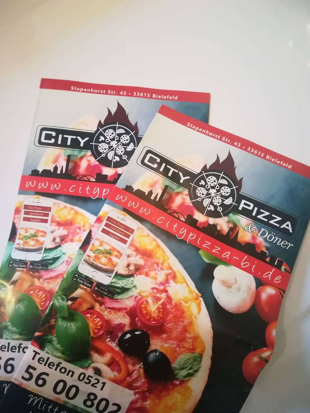 Carta de City Pizza, Bielefeld