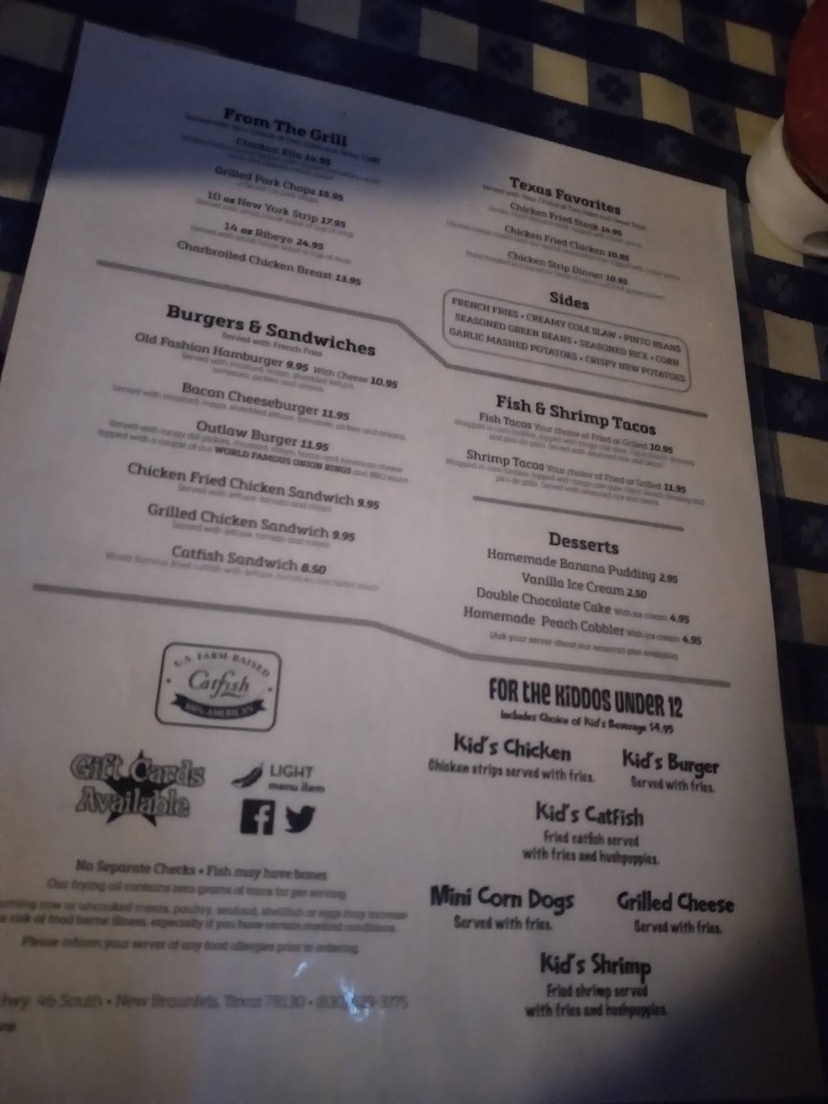 Menu at Clear Springs Restaurant, New Braunfels, TX-46