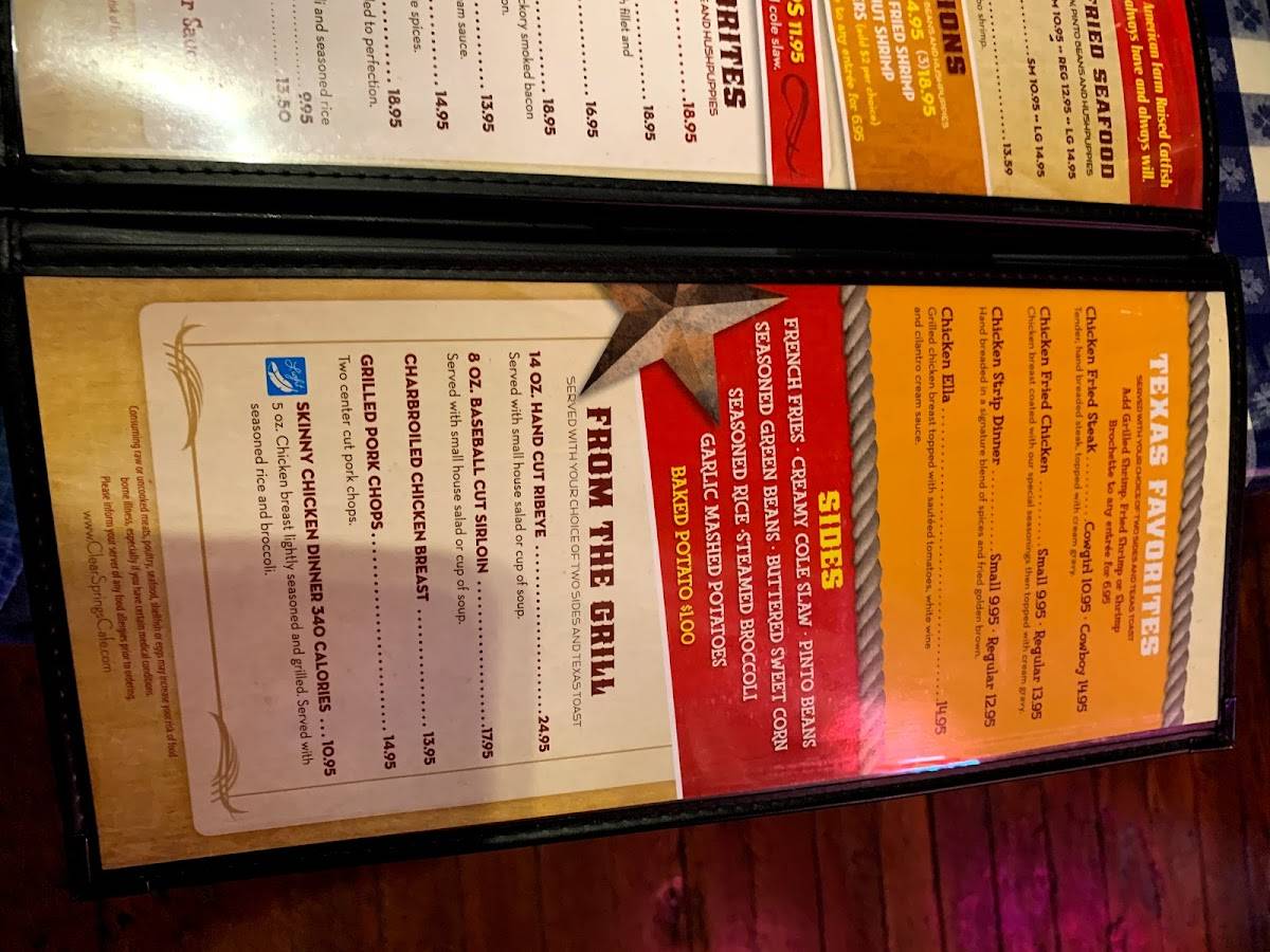 Menu at Clear Springs Restaurant, New Braunfels, TX-46