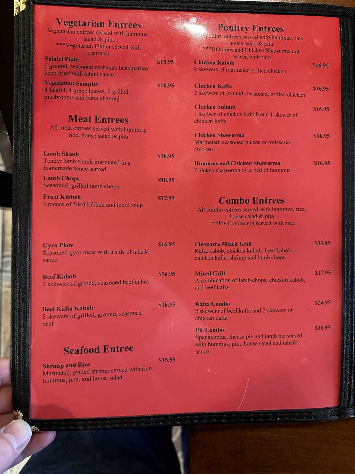 Menu at Cleopatra Grill and Hummus restaurant, Federal Heights