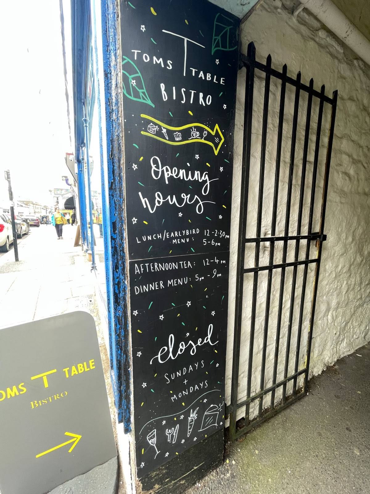 Menu at Toms Table cafe, Clitheroe