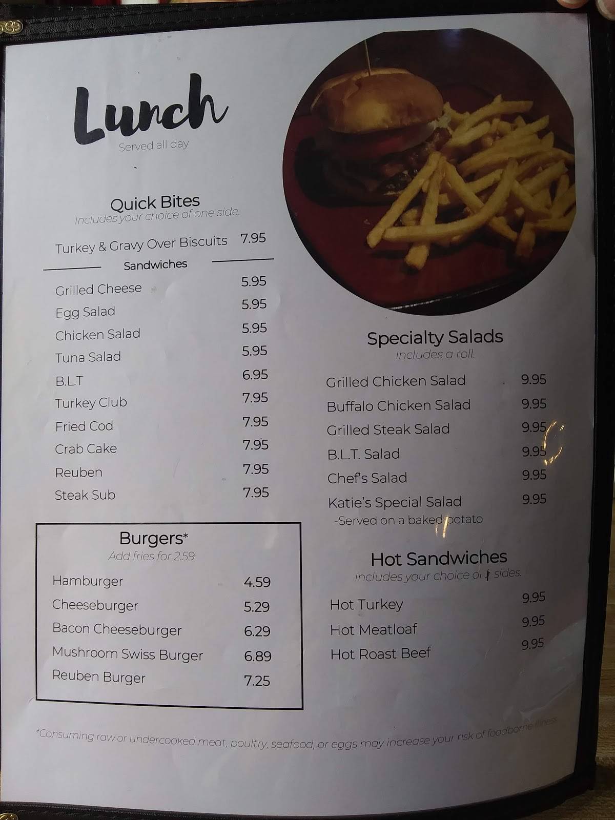 Menu at Coal Miner's Diner restaurant, Jennerstown