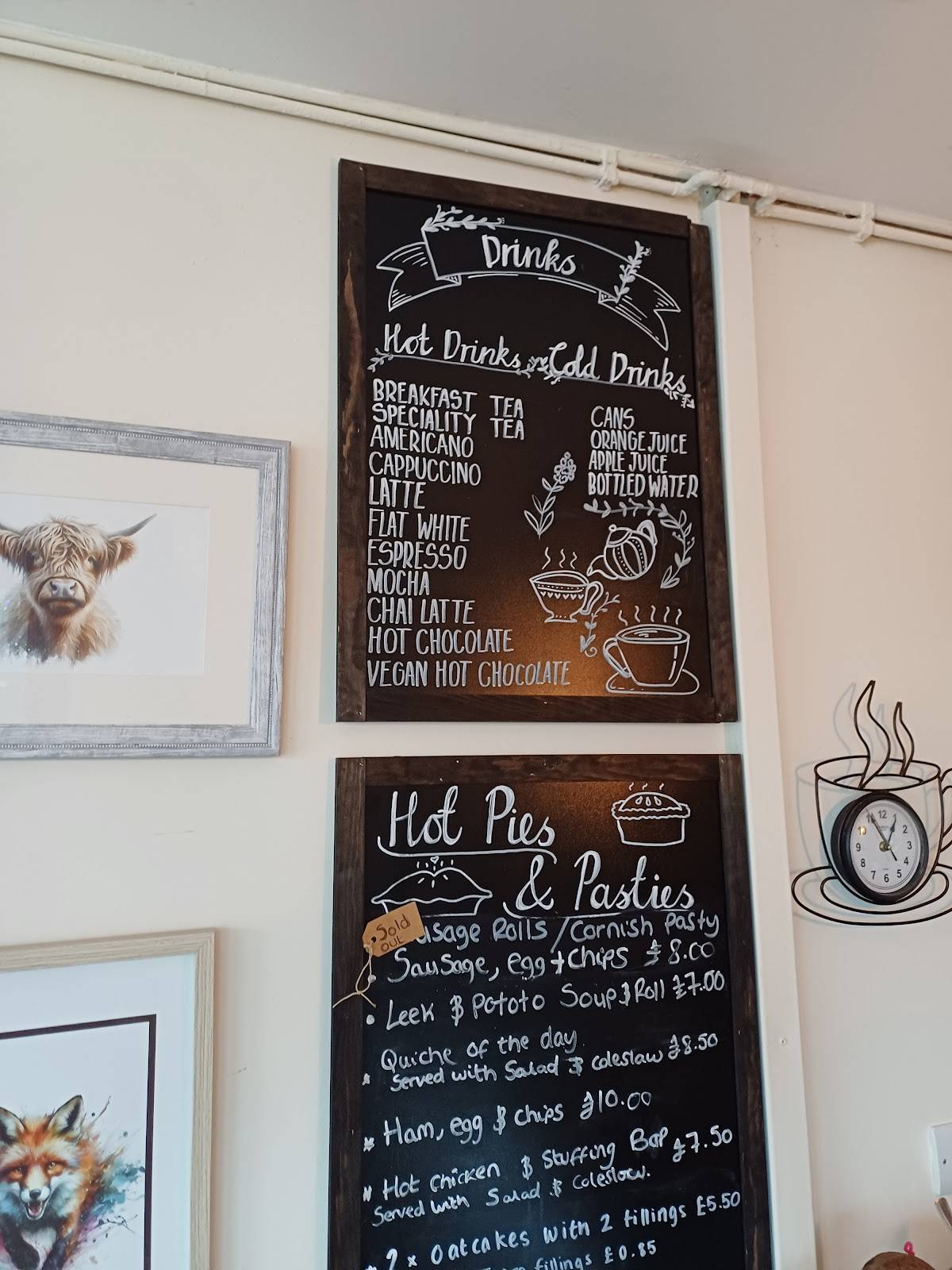 Menu at Cobbles Cafe, Longnor