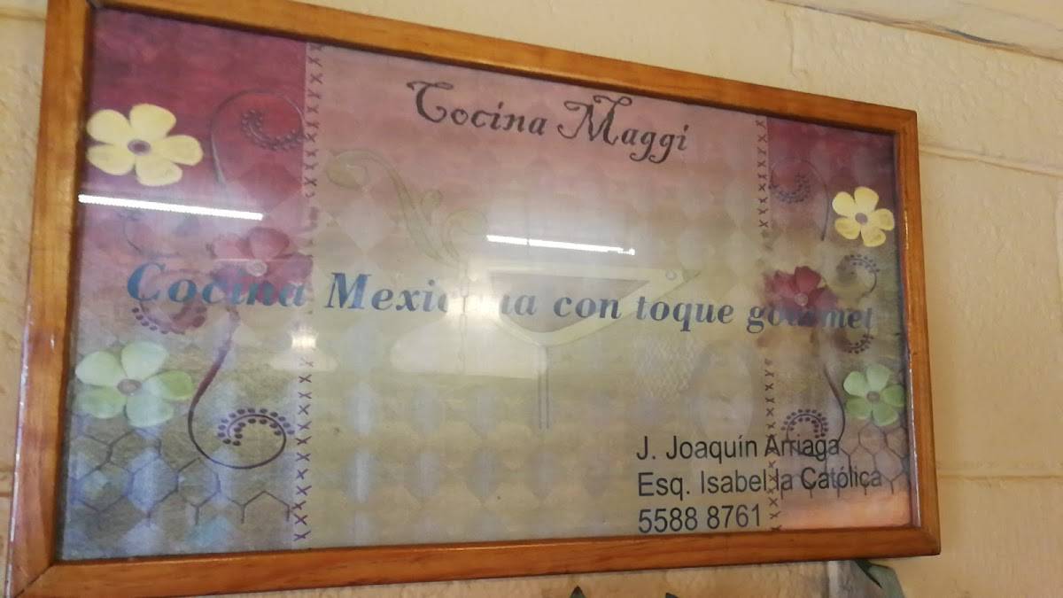 Menu at Cocina Maggi restaurant, Mexico, Gutiérrez Nájera 82