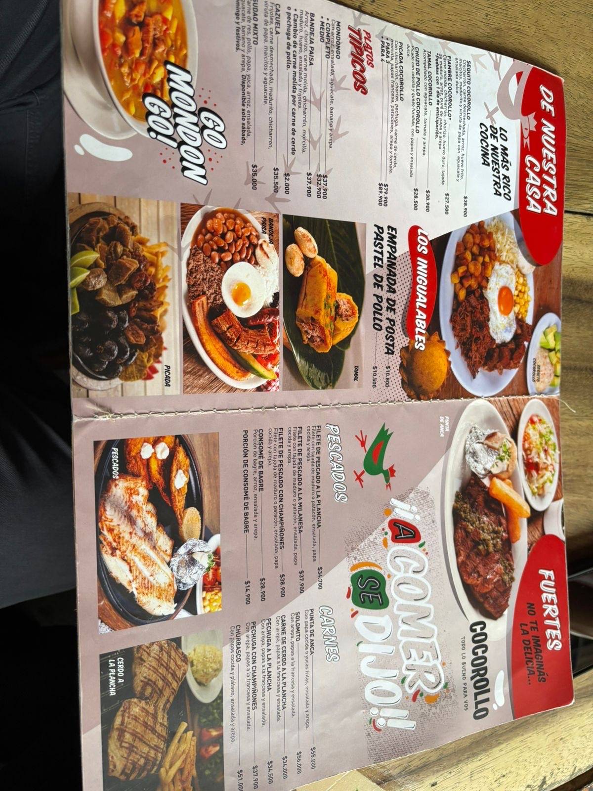 Carta del restaurante Cocorollo Girardota, Girardota