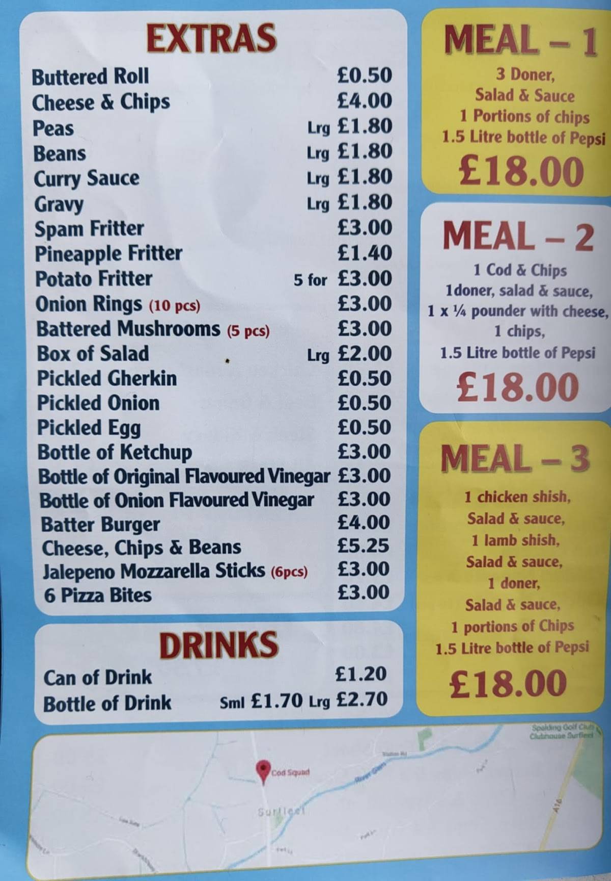 Menu at Cod Squad restaurant, Spalding
