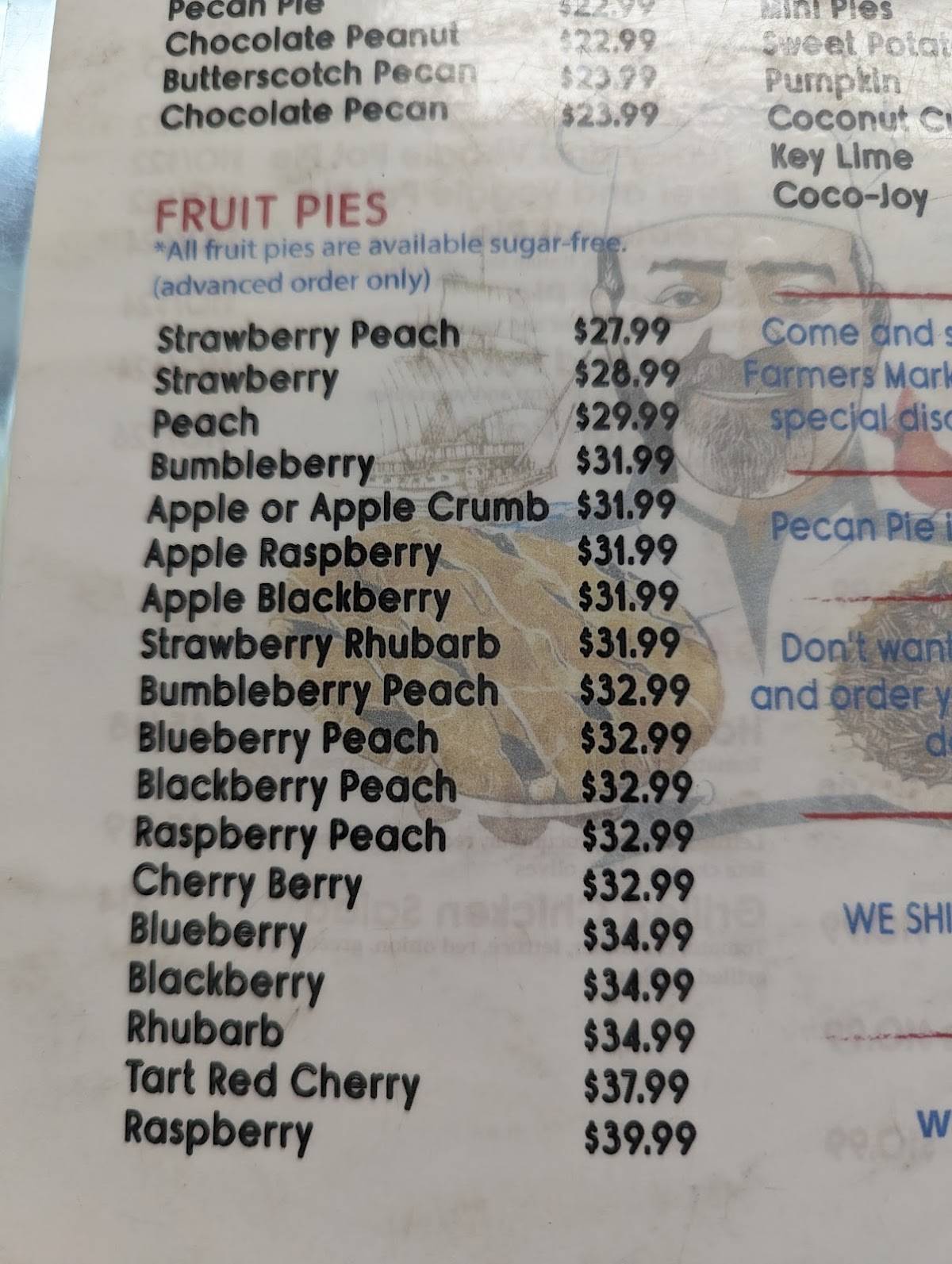 Menu at Colonial pie company pizzeria, Williamsburg, Jamestown Rd