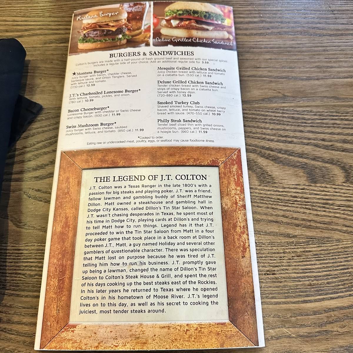 Menu at Colton's Steak House & Grill steakhouse, White Hall