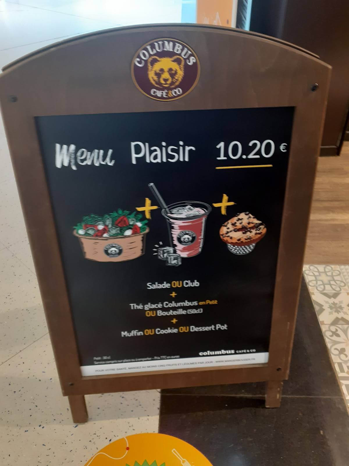 Menu au Columbus Café Calais Cité de l'Europe, Coquelles