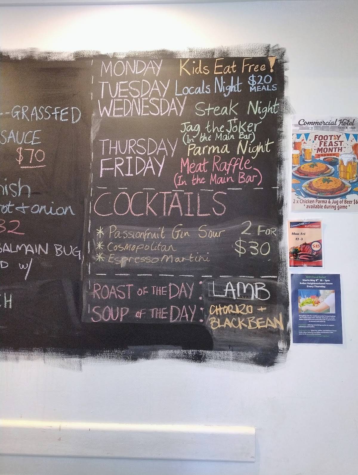 Menu at Commercial Hotel pub & bar, Ballan