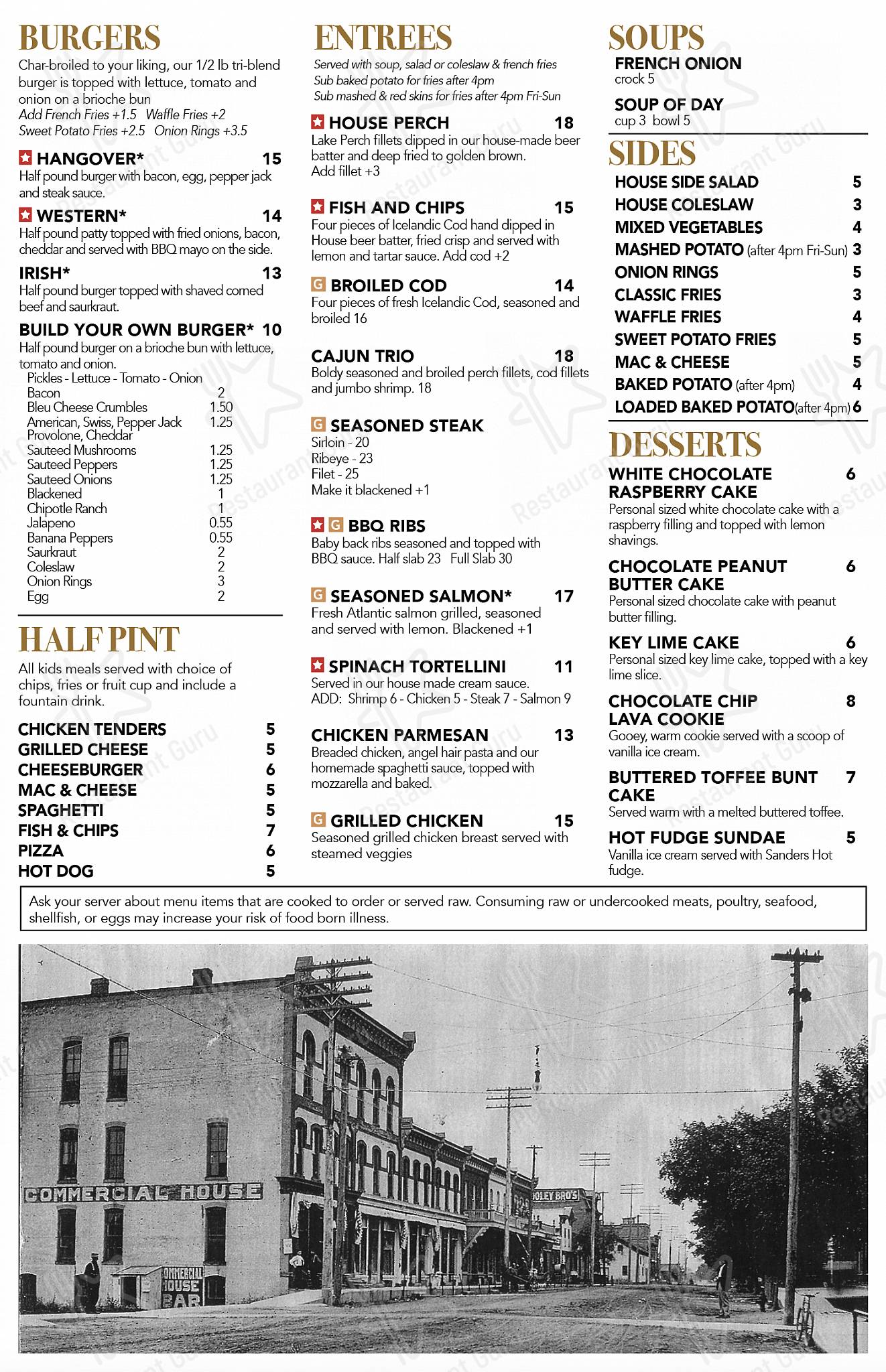 Menu at Commercial House pub & bar, Richmond