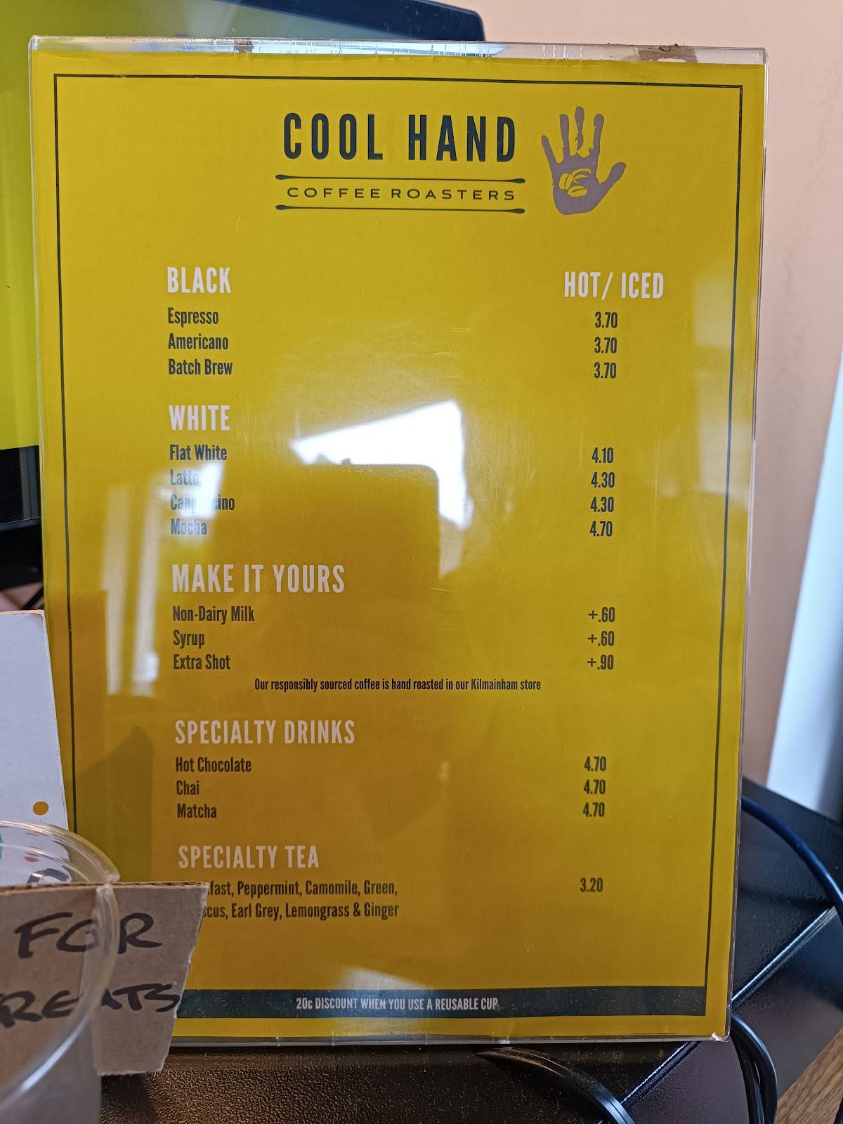 Menu at Cool Hand Coffee Roasters Kilmainham, Dublin, 2 Emmet Rd