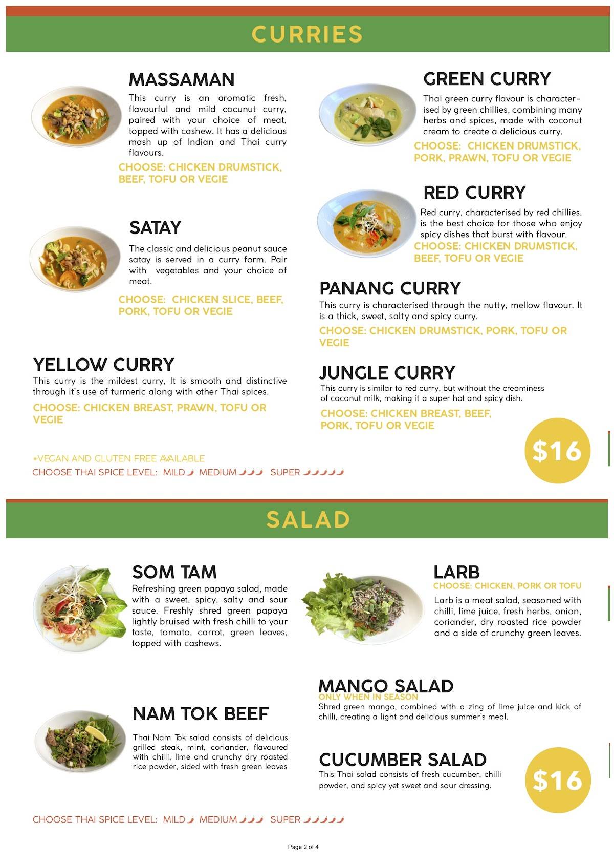 Menu at Coolangatta Asian Cuisine restaurant, Coolangatta