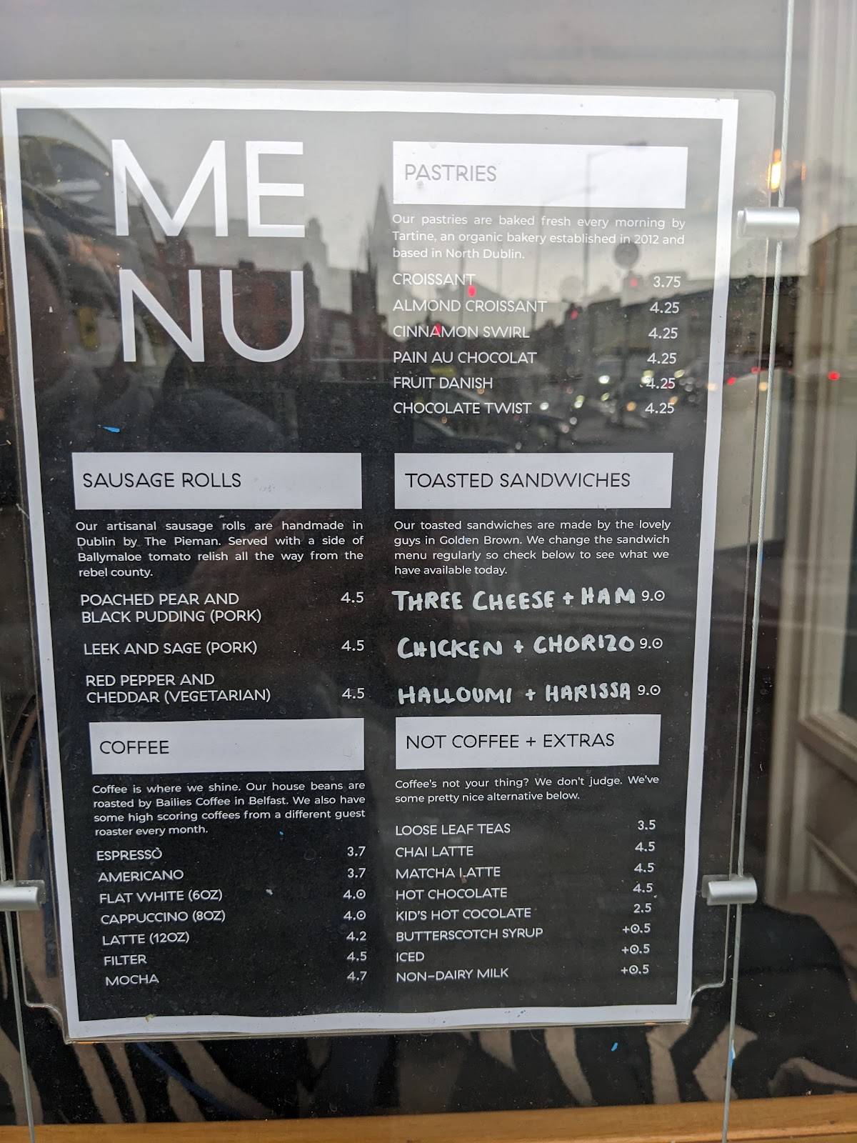 Menu at Copper + Straw Speciality Coffee cafe, Dublin, 1 Arran Quay
