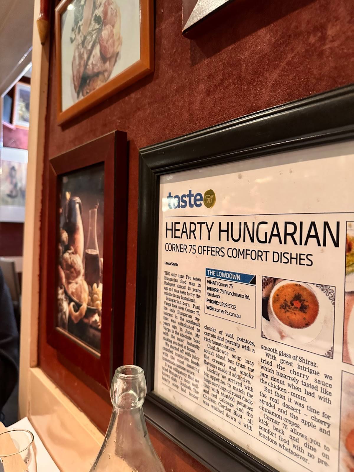 Menu at Corner 75 Hungarian Restaurant, Randwick