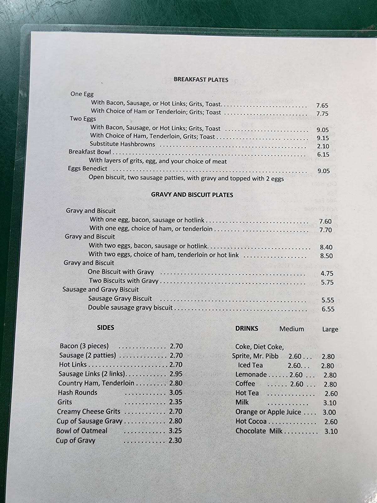 Menu at Corner Grill restaurant, Cleveland