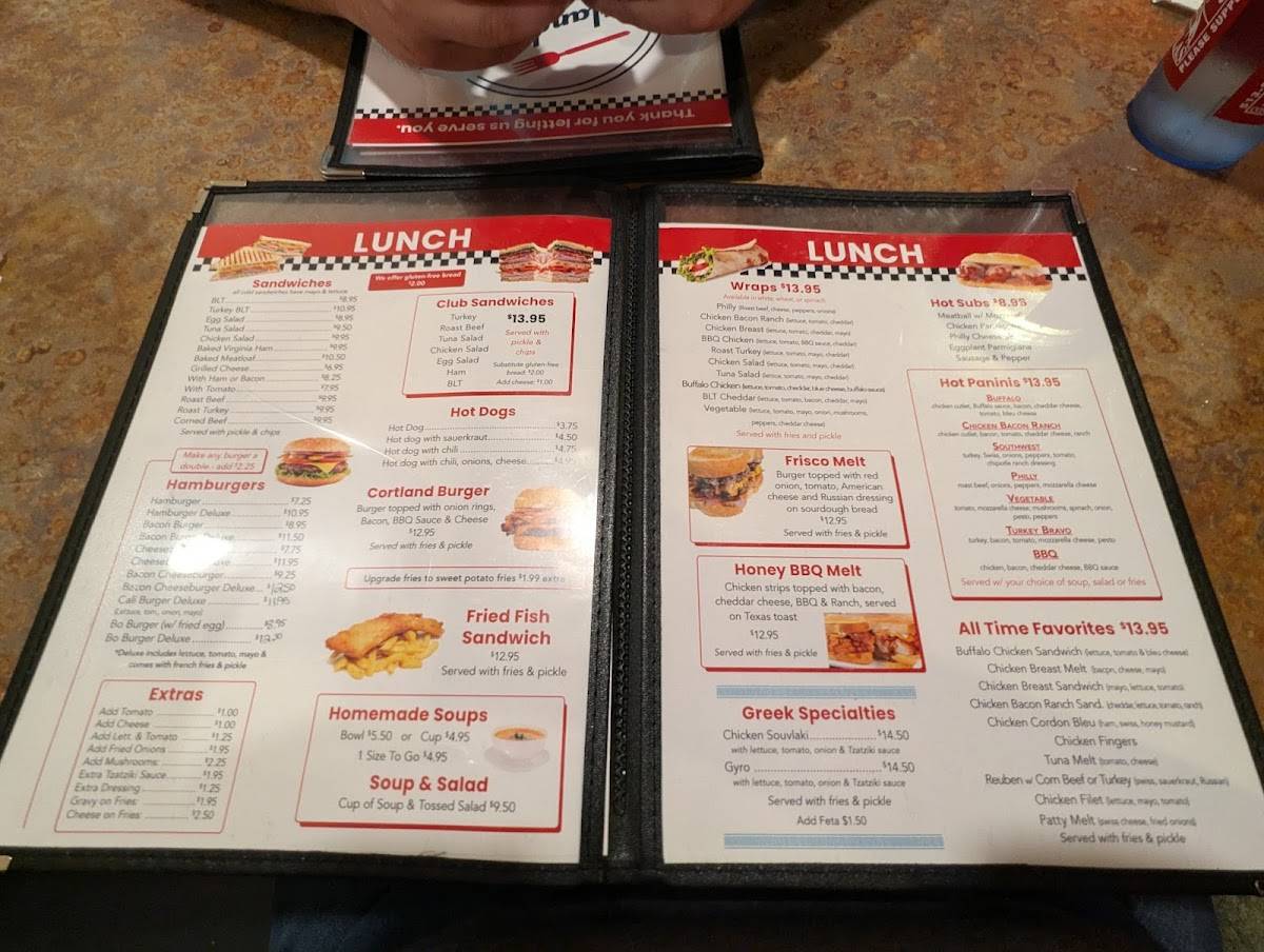 Menu at Cortland Diner restaurant, Cortland, 117 Main St