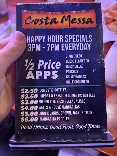 Menu at Costa Messa Restaurant North, McAllen, N 10th St