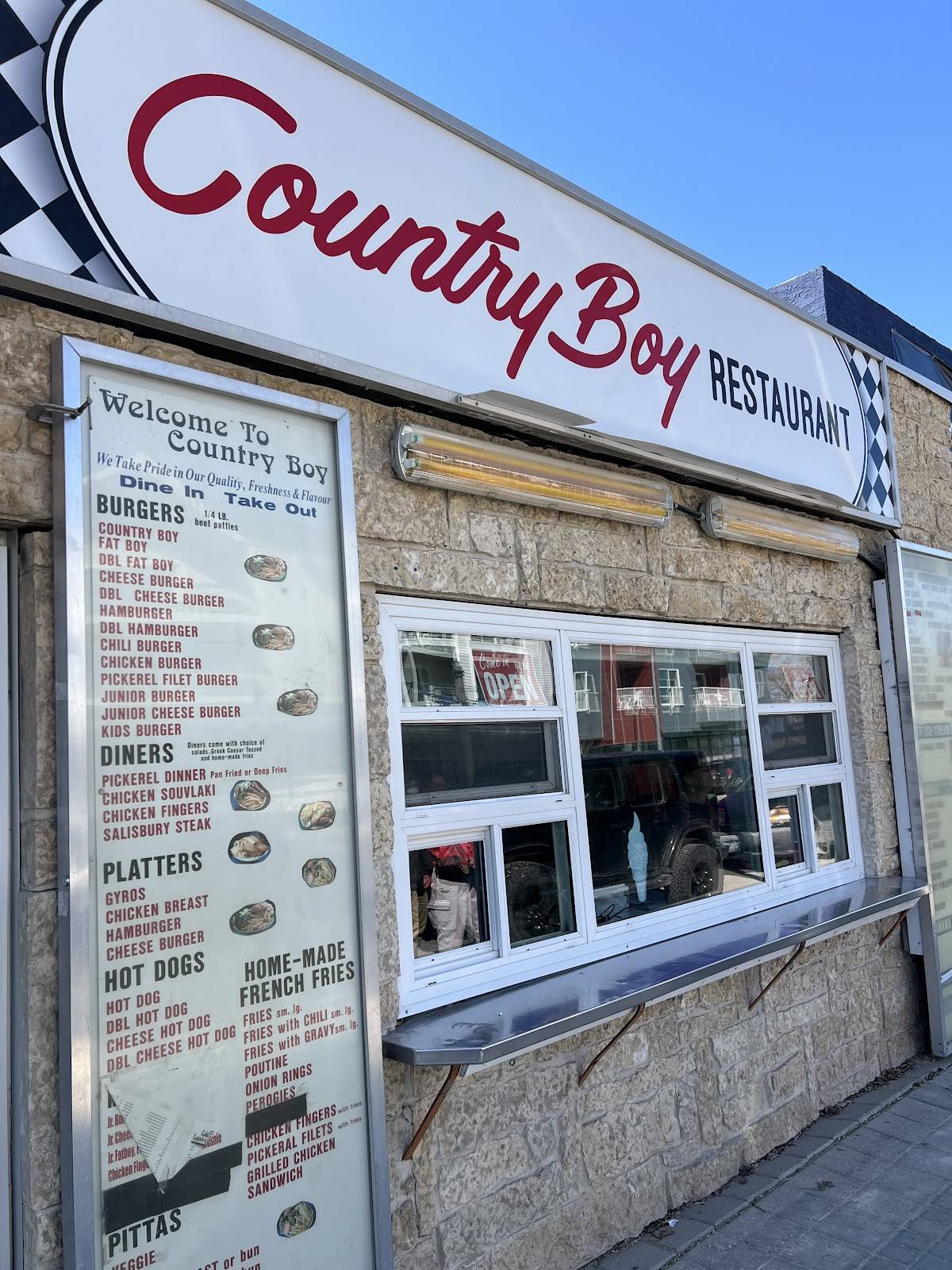 Menu at Country Boy restaurant, Gimli