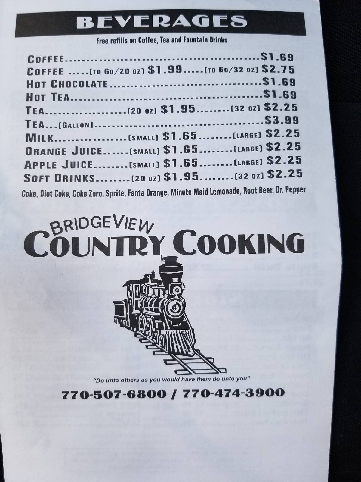Menu at Country Cooking Depot restaurant, Stockbridge