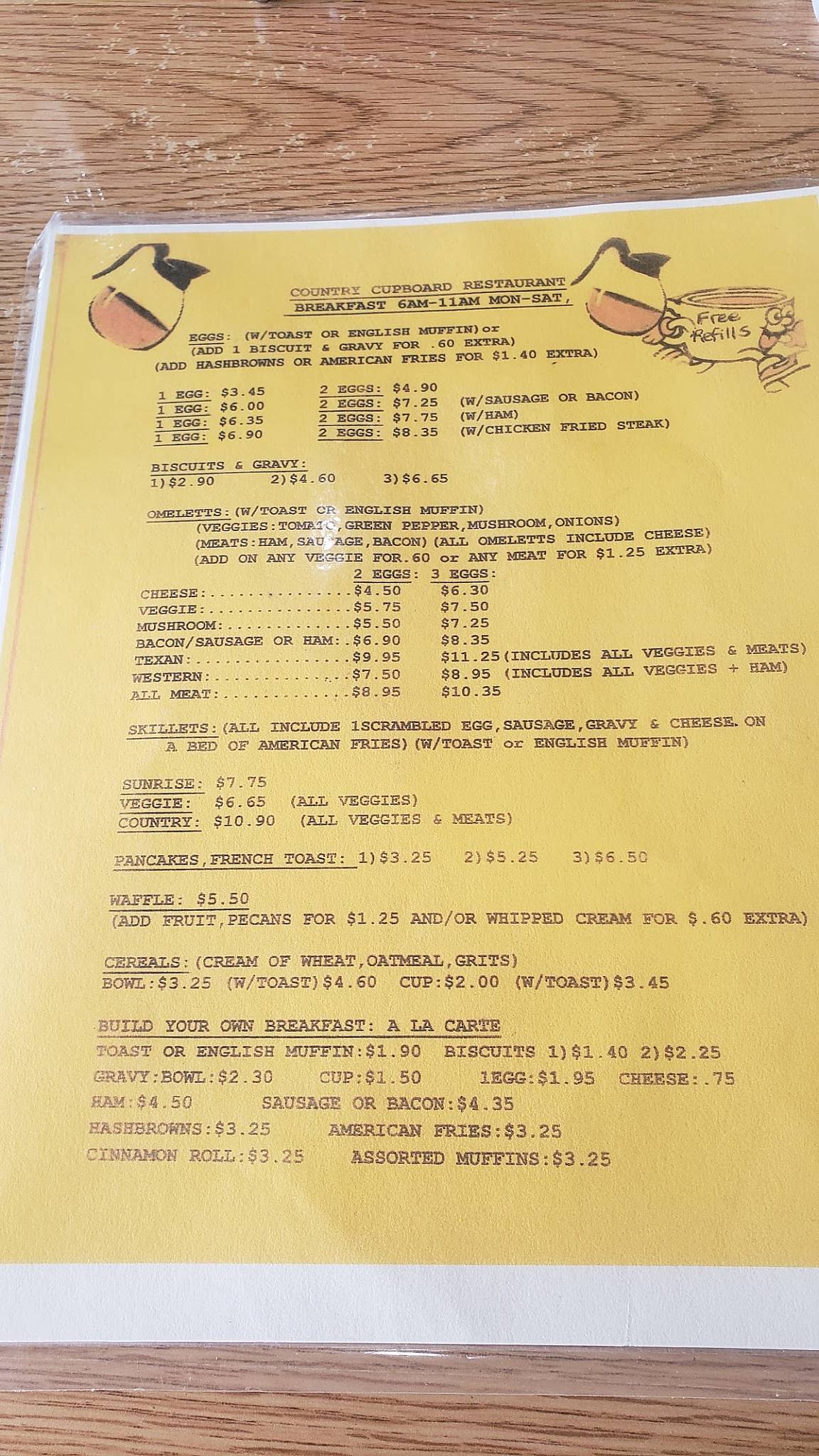 Menu at Country Cupboard restaurant, Carterville