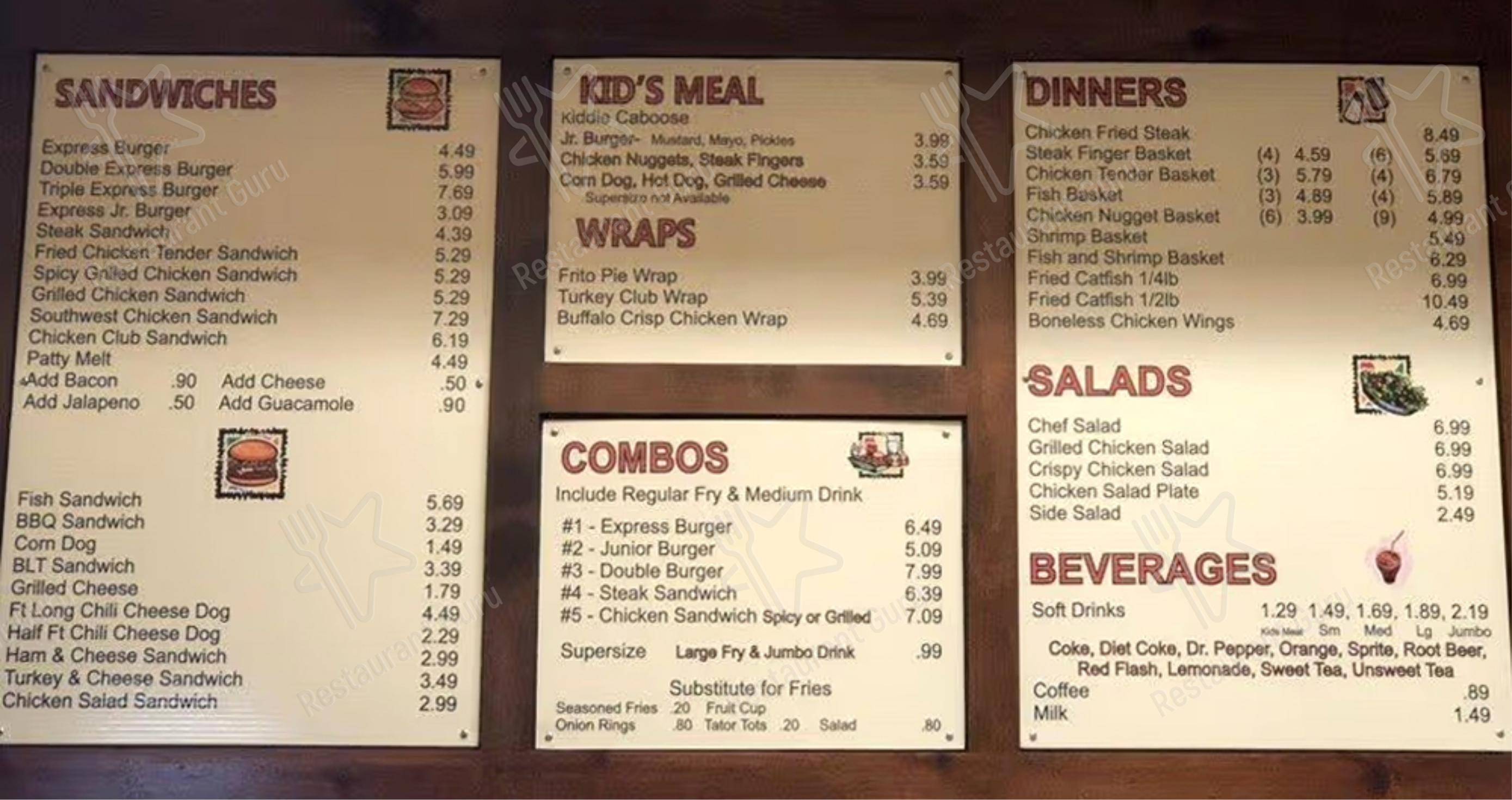 Menu at Country Express fast food, Victoria