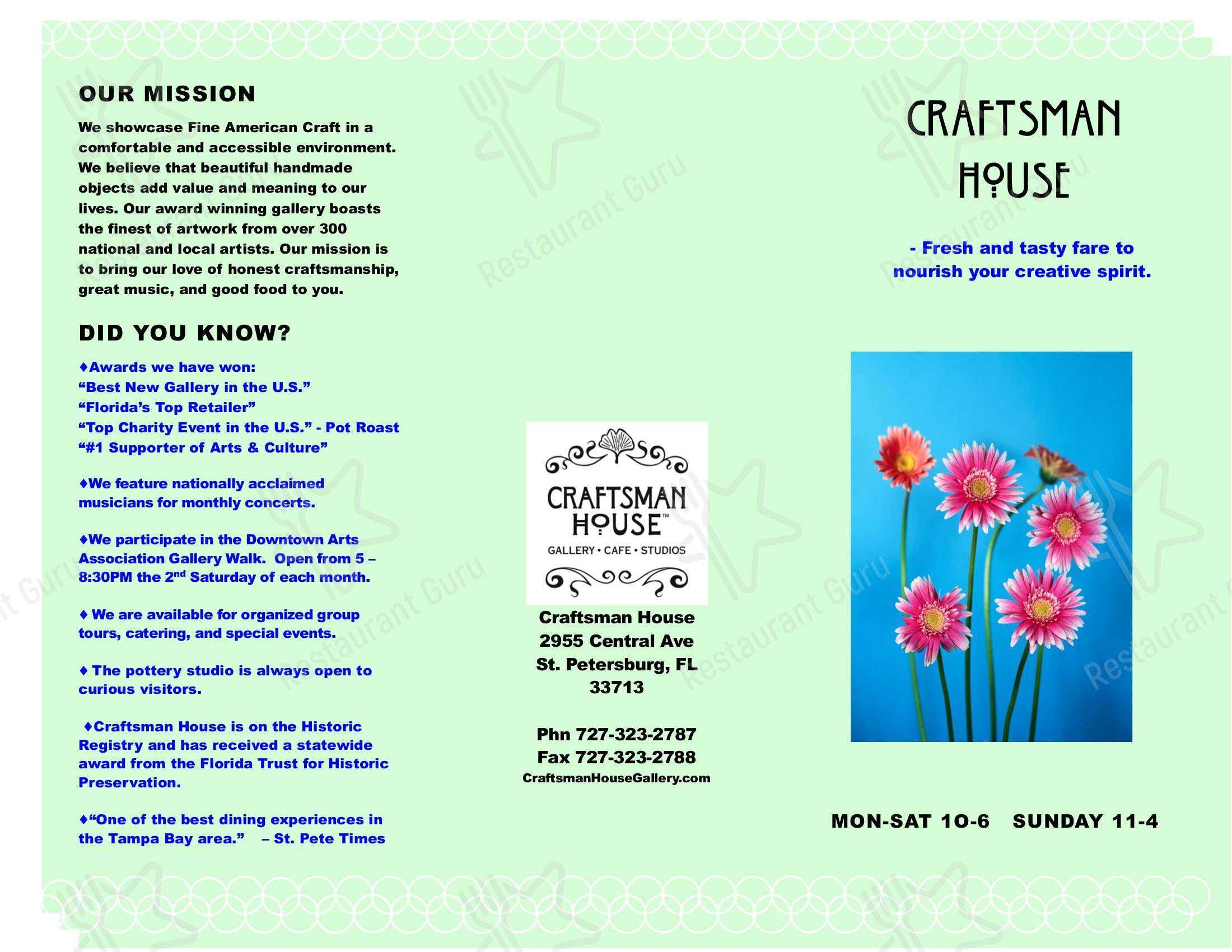 Menu at Craftsman House cafe, Saint Petersburg