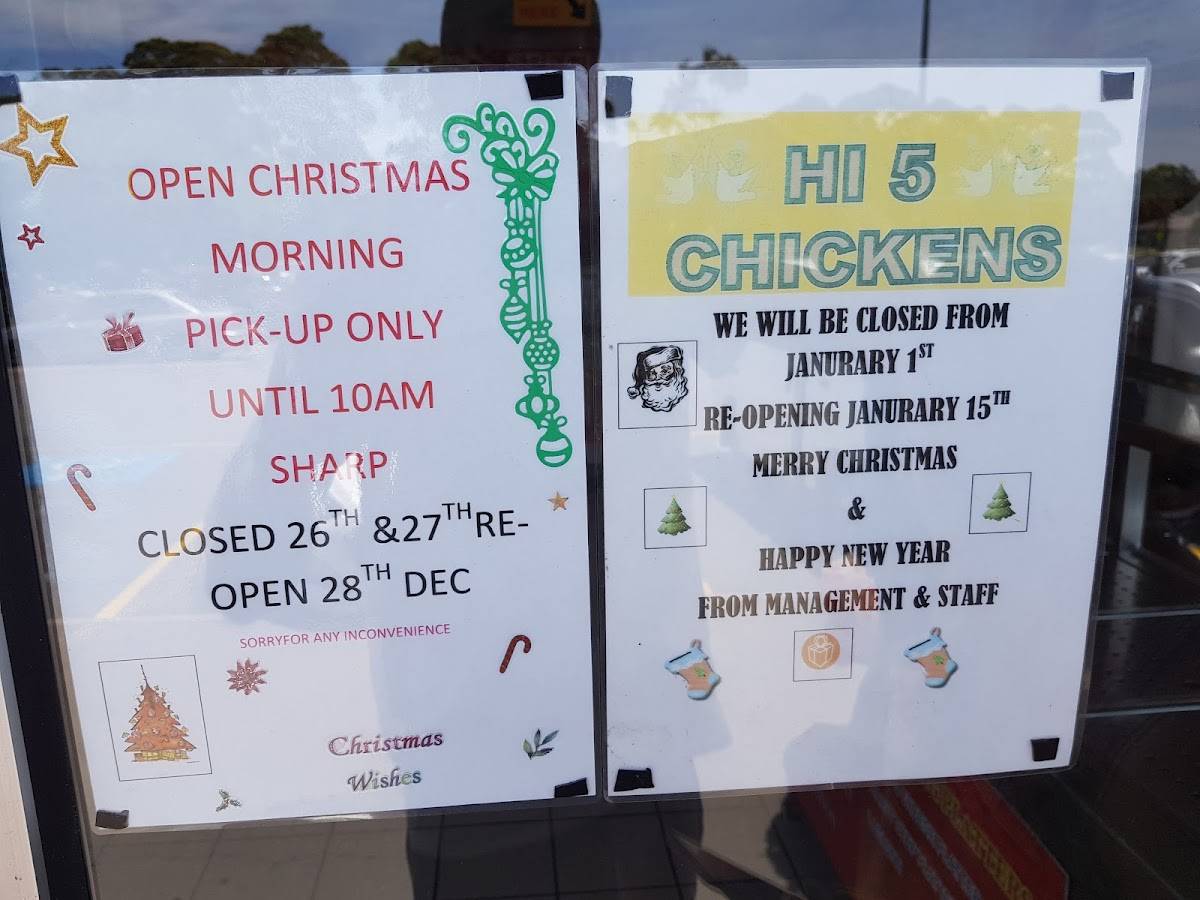 Menu at Hi5 Chicken restaurant, Cranbourne West