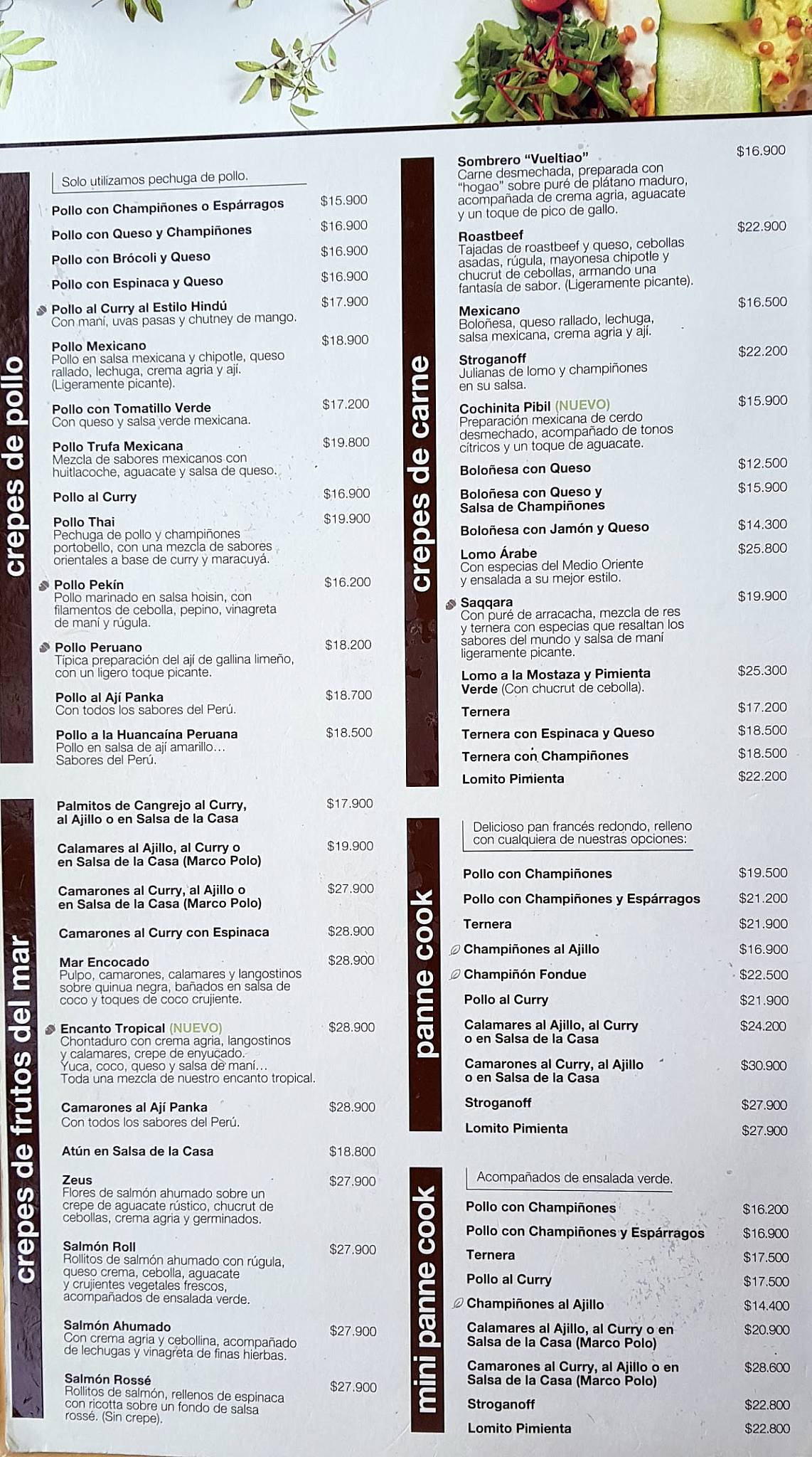 Carta del restaurante Crepes & Waffles Torre 140, Bogotá, TORRE HHC