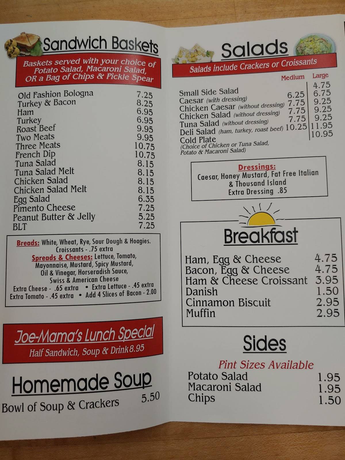 Menu at Cribb's Sandwich & Sweet Shop cafe, Lexington