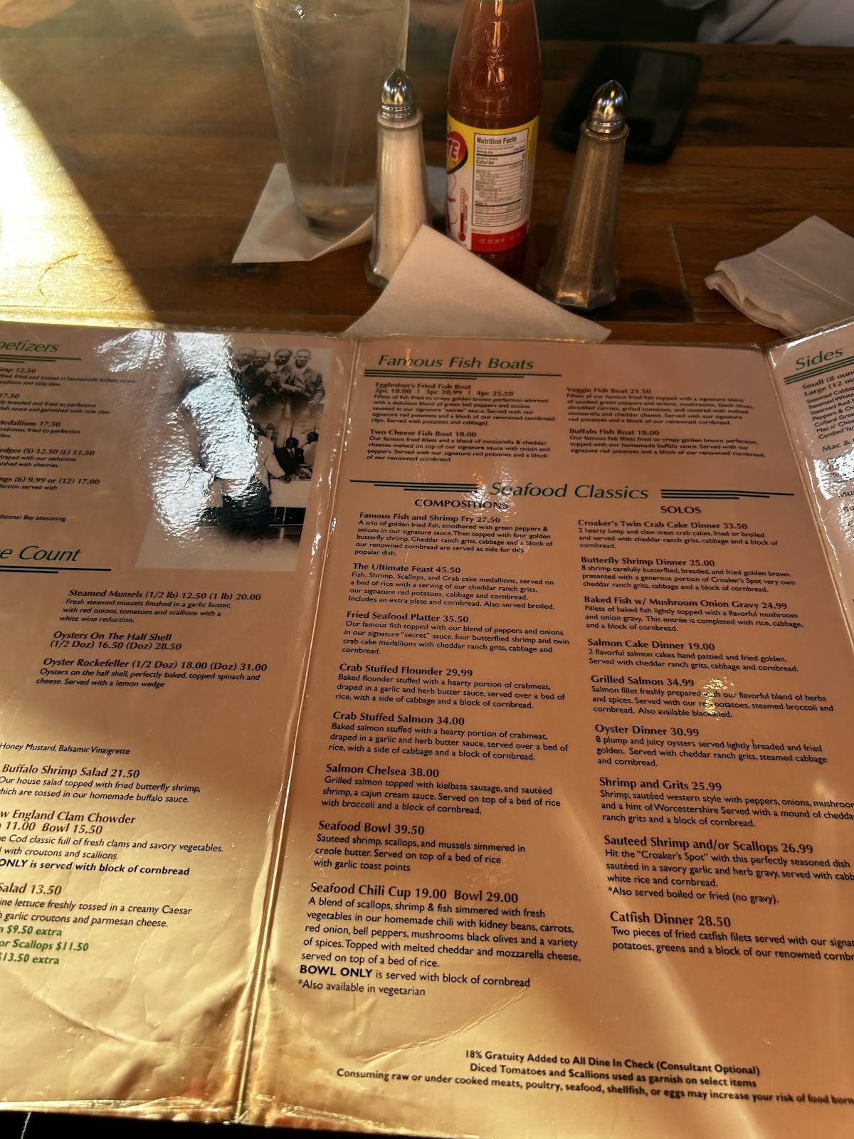 Menu at Croaker's Spot Richmond restaurant, Richmond, Hull St
