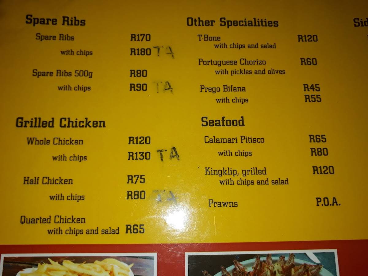 Menu at Cubata Sydenham Port Elizabeth restaurant, Port Elizabeth