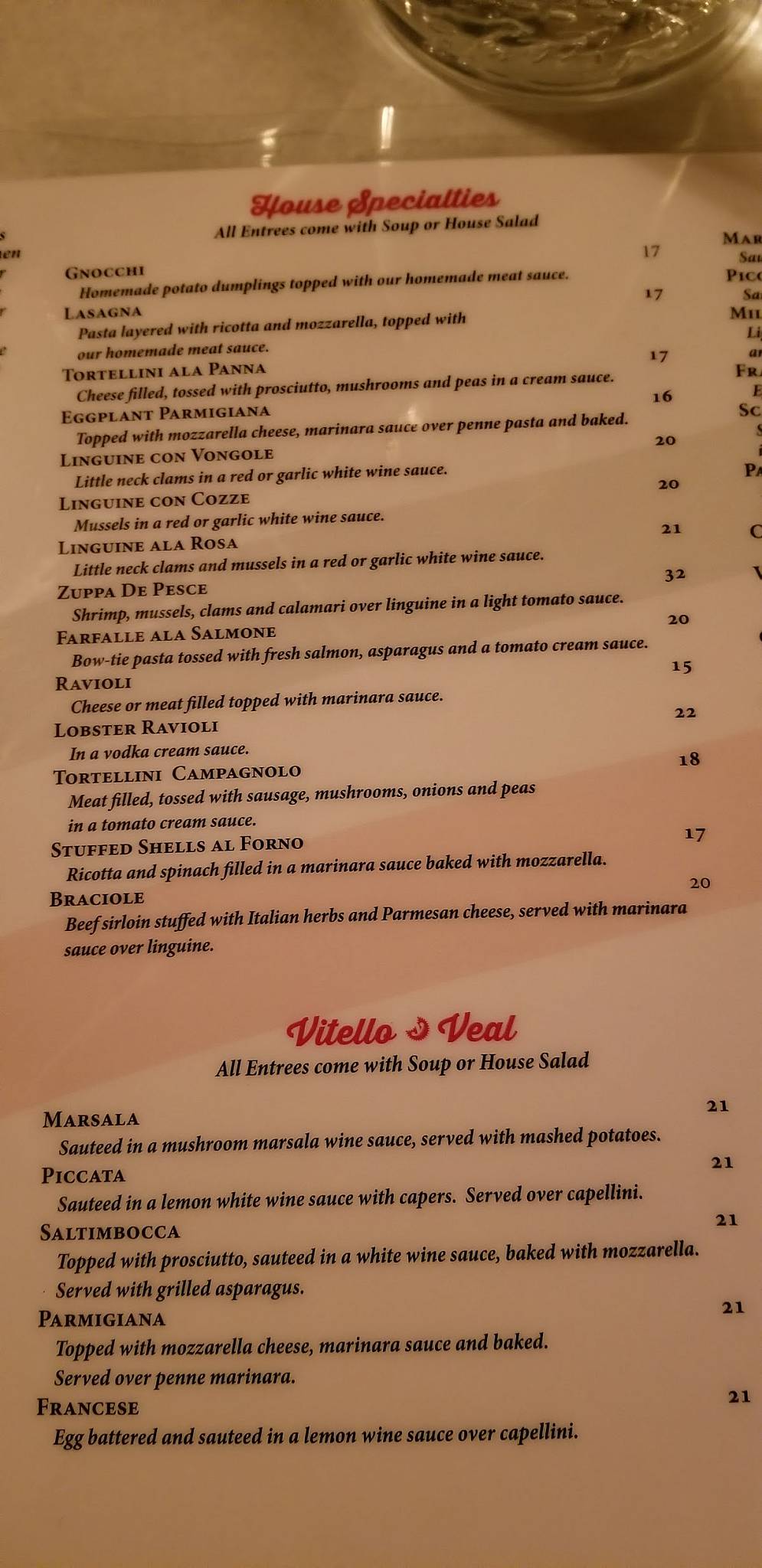 Menu at Cucina Rosa Italian Restaurant, McHenry