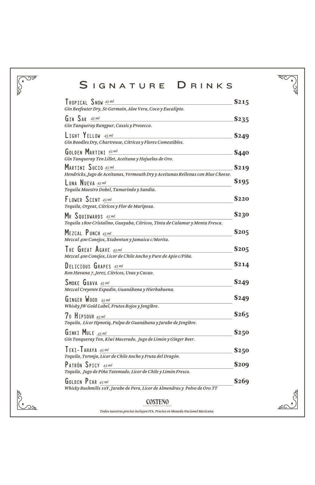 Carta del restaurante Cuerno Calzada, San Pedro Garza García