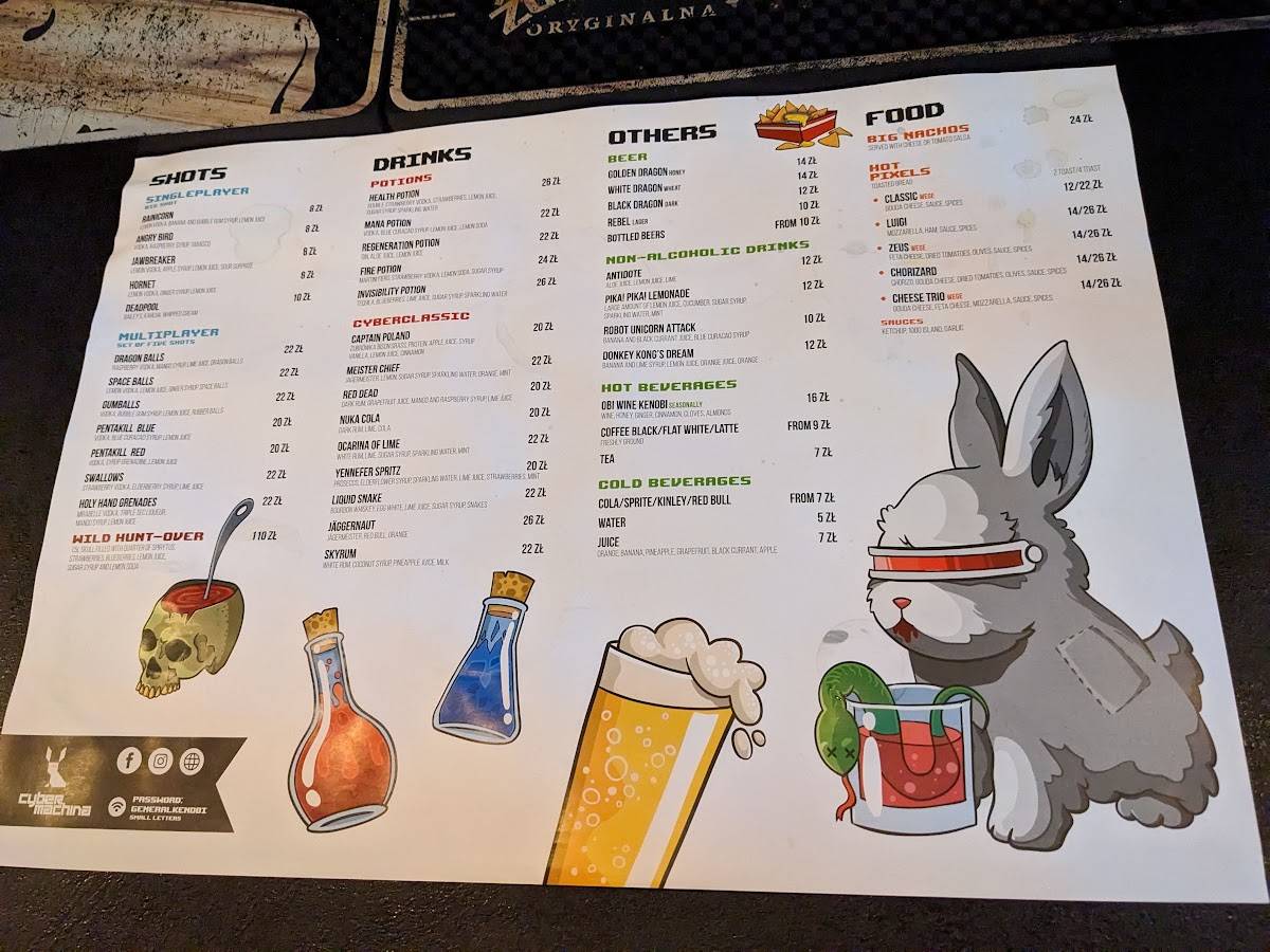 Menu at Cybermachina pub & bar, Katowice