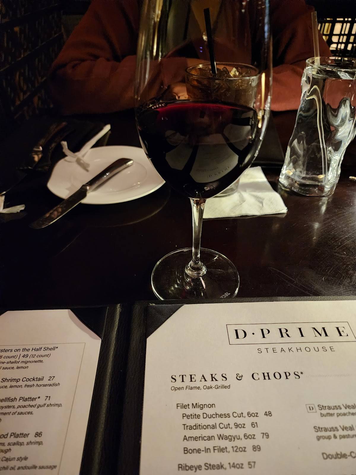 Menu at D.PRIME Steakhouse, Detroit