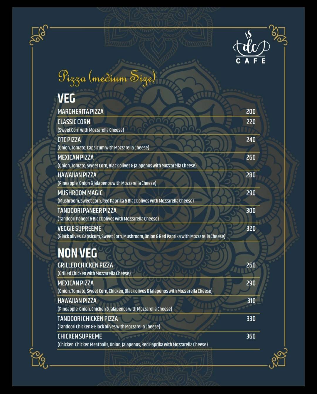 Menu at DC Cafe, Patna