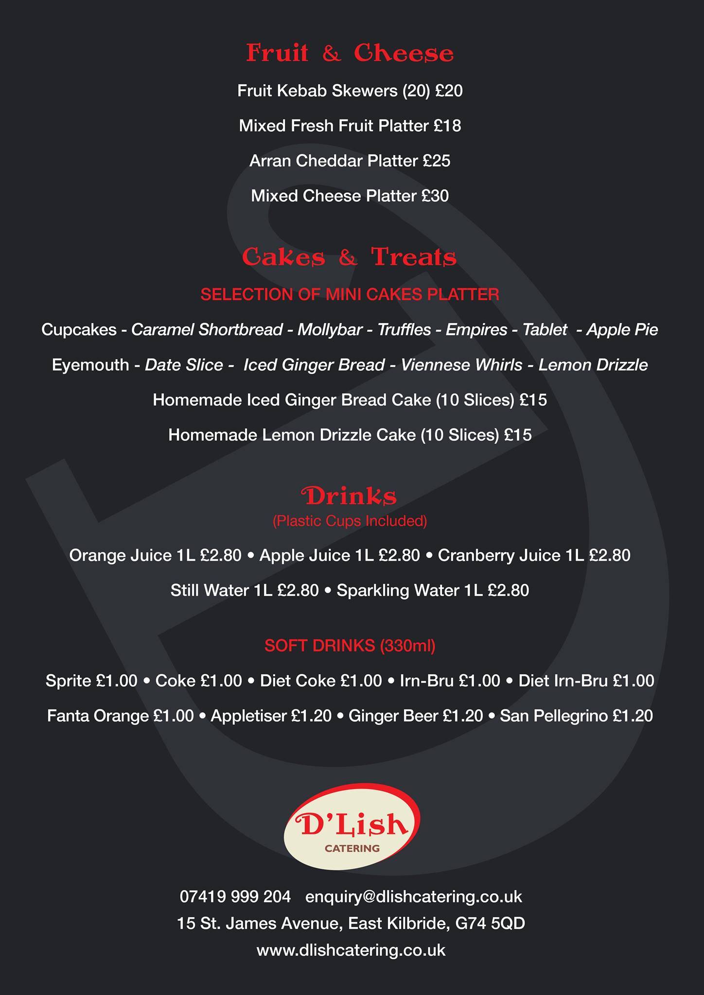 Menu at D'Lish Cafe Bistro, Glasgow