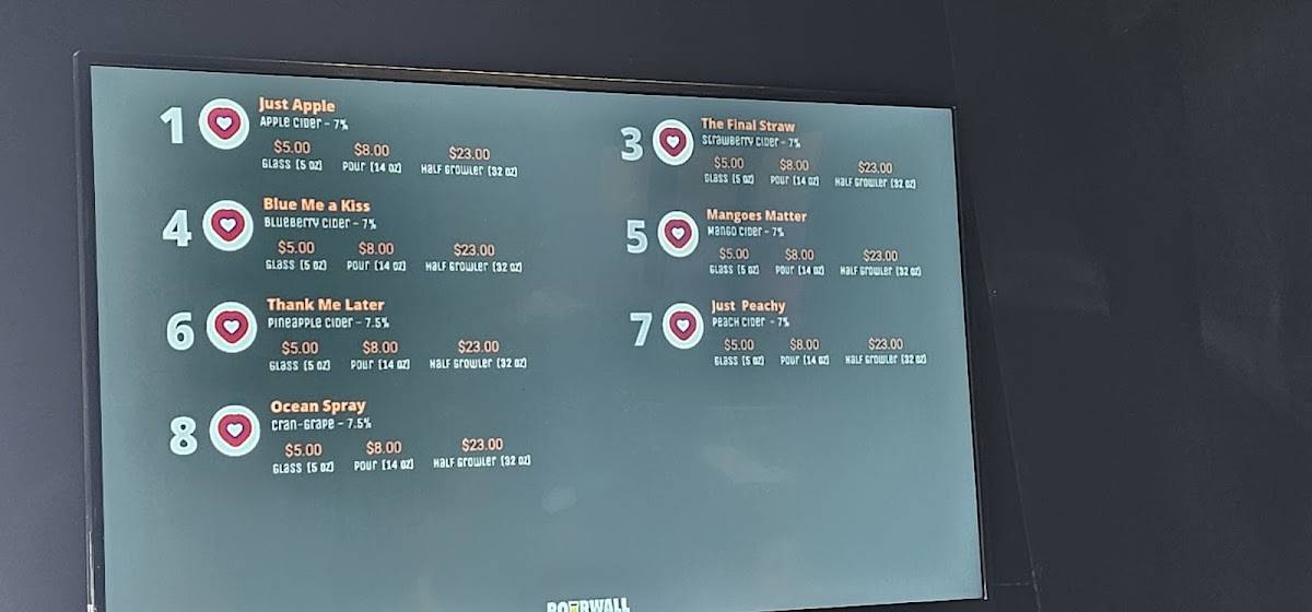 Menu at DOPE Cider House and Winery pub & bar, Youngstown